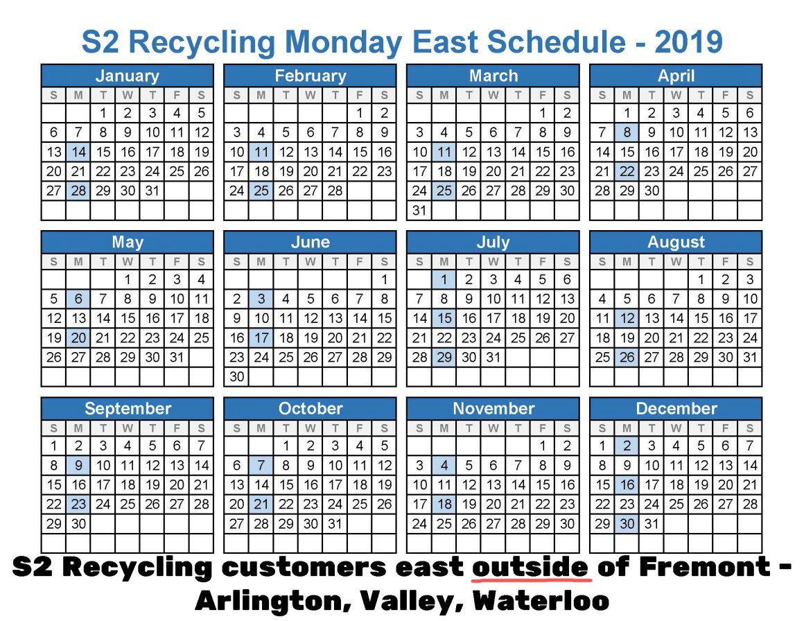 Recycle Calendar | S2 Roll-offs